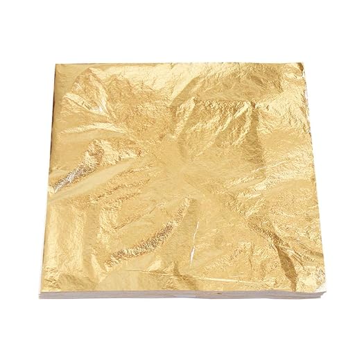 Imitation Gold Leaf Sheets, 100 Sheets Metallic Gold Foil for Gilding ...