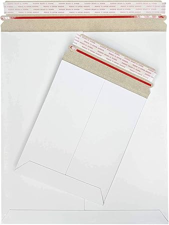 7x9 Stay Flat Cardboard Mailer Envelopes, 7 x 9 inch, Kraft White, Peel ...