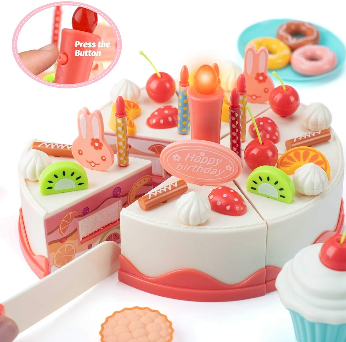Cake Toy Food Set, 83 PCS Cutting and Decorating Birthday Cake Pretend ...