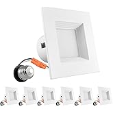 LUXRITE 4 Inch Square Recessed LED Can Lights, CCT Color Temperature ...