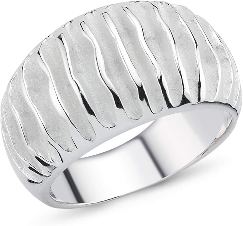 Vinani Ring Rillen abgerundet massiv sandgestrahlt glänzend 925 ...