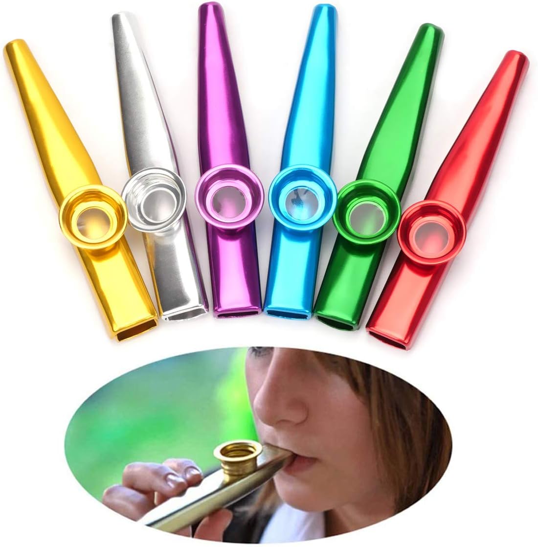 6 Different Colors Kazoo Musical Instruments Aluminum Alloy Kazoo Sets ...