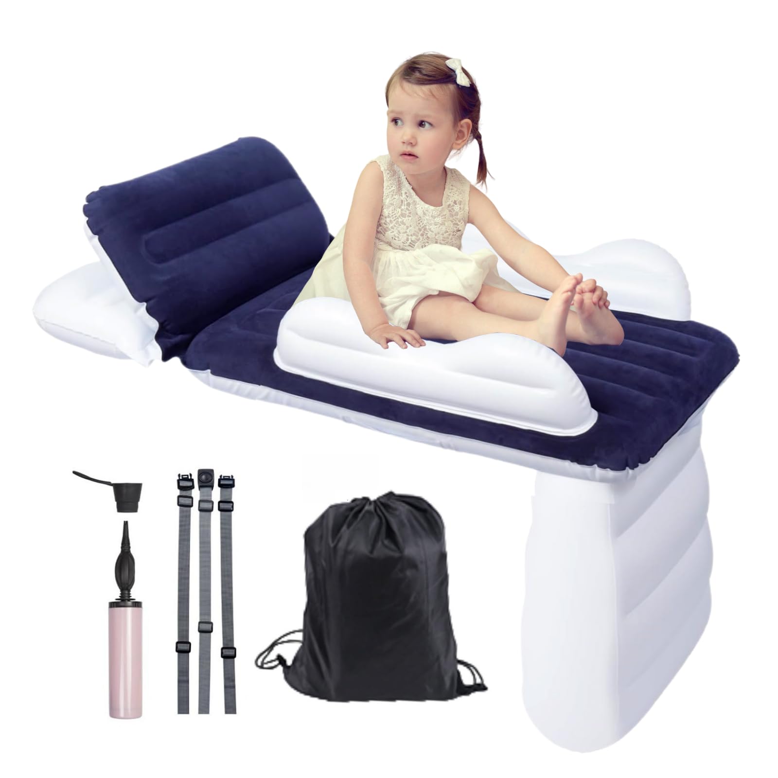 Inflatable Airplane Bed for Toddlers, Blue Airplane Travel Bed for Kids ...