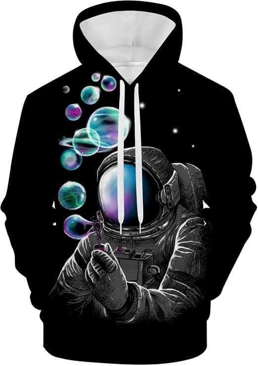 Astronaut Art Unisex Hoodies 3D Printed Pattern Pullover Funny Novelty ...
