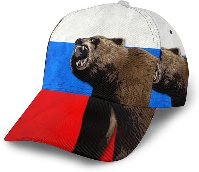 Russian Flag with Bear Denim Baseball Caps Cool Summer Hat Adjustable ...