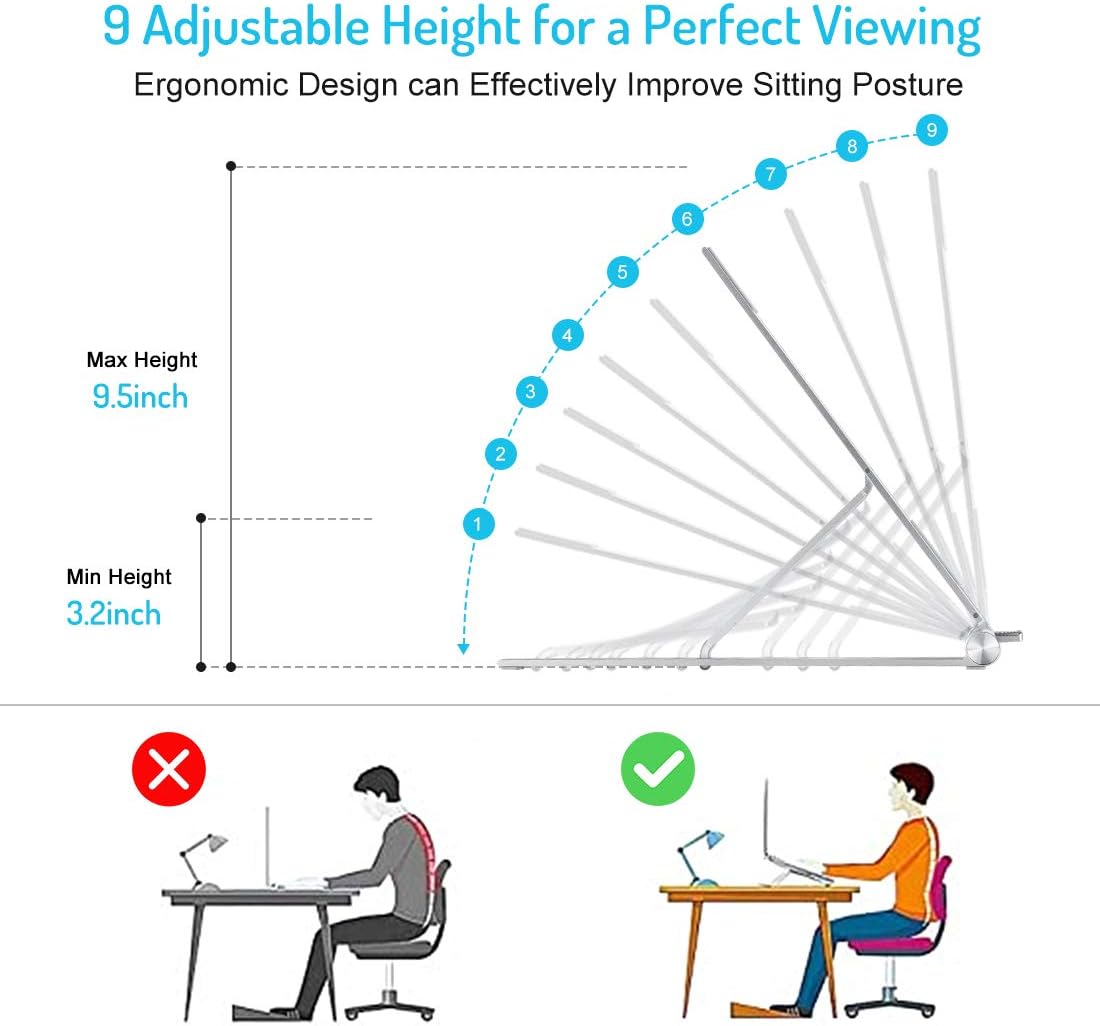 SAIMPU Laptop Stand-9 Levels supporti regolabili per laptop a 9 livelli ...