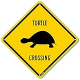 Amazon.com: Turtle Crossing Xing Metal Tin Funny Road Sign: Garden ...