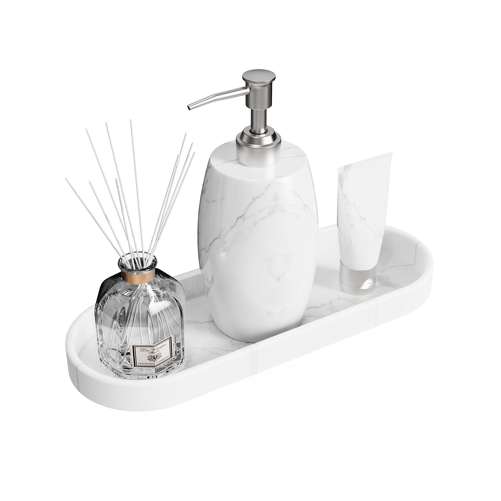 White Marble Bathroom Counter Tray,Silicone Bathroom Vanity Tray ...