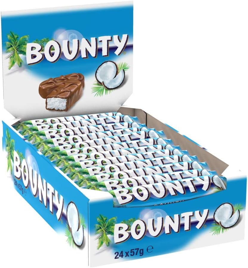 Bounty Coconut Milk Chocolate Bars Bulk Box, for Gift Bag, 24 Bars of ...