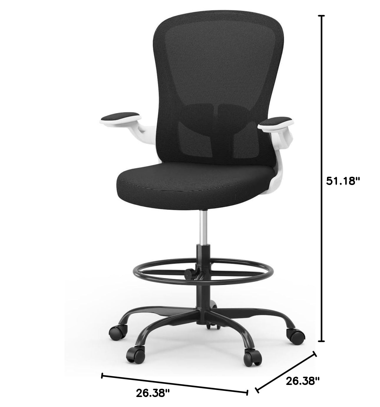 Mua Drafting Chair, Tall Office Chair with Flip-up Armrests Executive ...