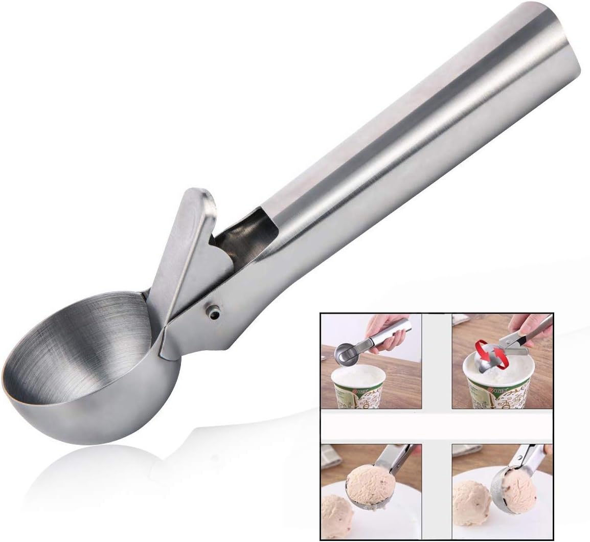 LHKJ Edelstahl Eisportionierer,Eislöffel Eisportionierer für Eiscreme ...