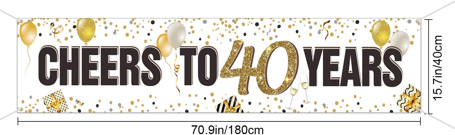 40th Birthday Party Banner Decoration Cheers to 40 Years Banner Sign ...