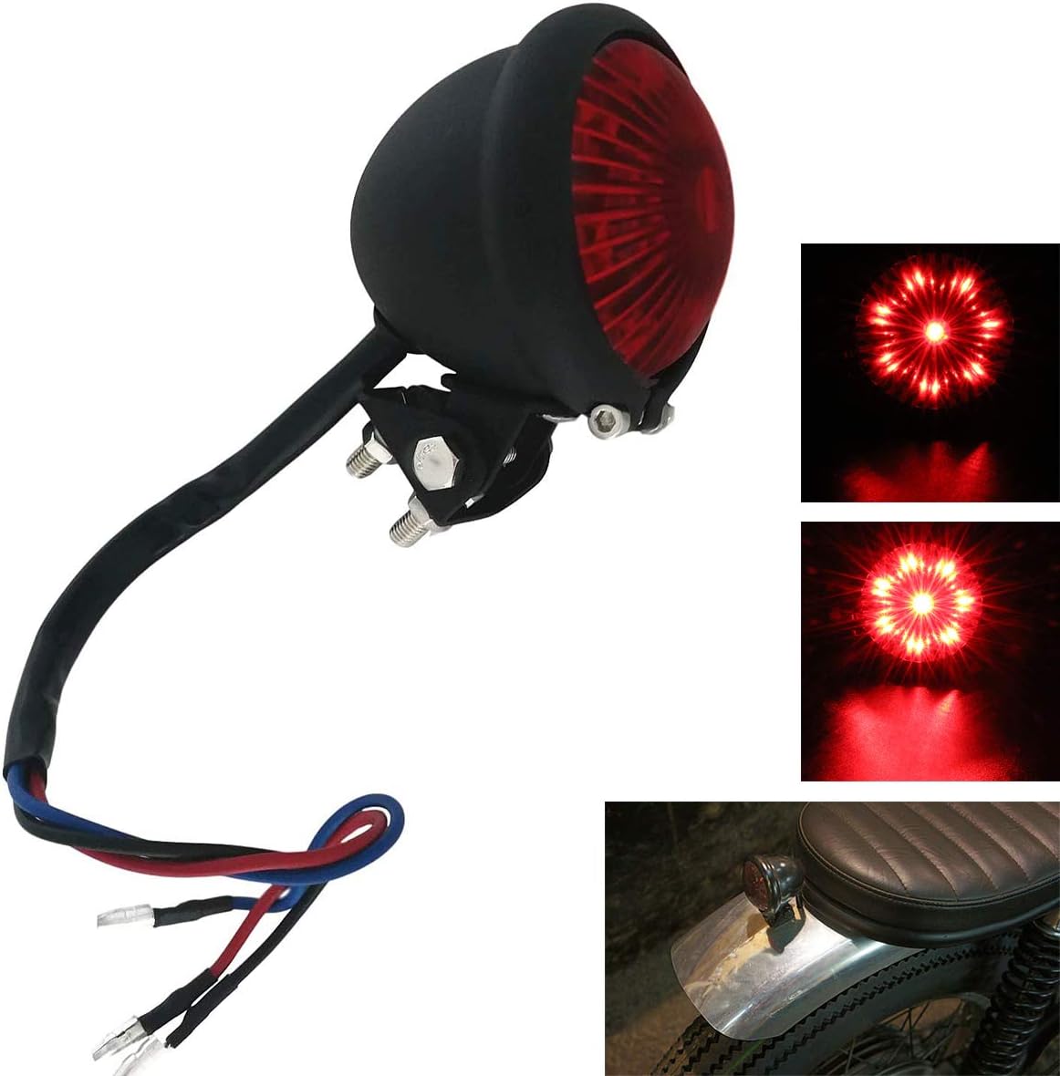 Amazon.com: FATECIM Motorcycle Tail Rear Bates Style LED TaillIght ...