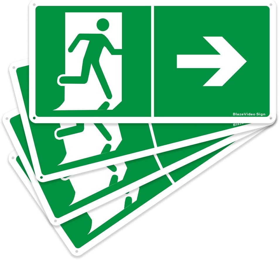4-Pack Emergency Exit Signs Fire Exit Sign Saftety Sign Arrow Signs ...