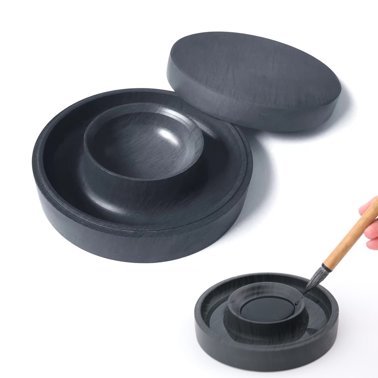 Chinese Calligraphy Inkstone, Sumi Ink Stone with Water Circle Prevent ...