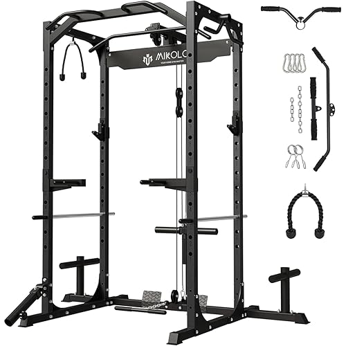 Mikolo Power Cage, Power Rack with LAT Pulldown, 1200 Pounds Capacity ...