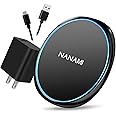 NANAMI 10W Fast Wireless Charger, Qi Charging Pad with Adapter for iPhone 15 Pro Max/14 Plus/13/ ...