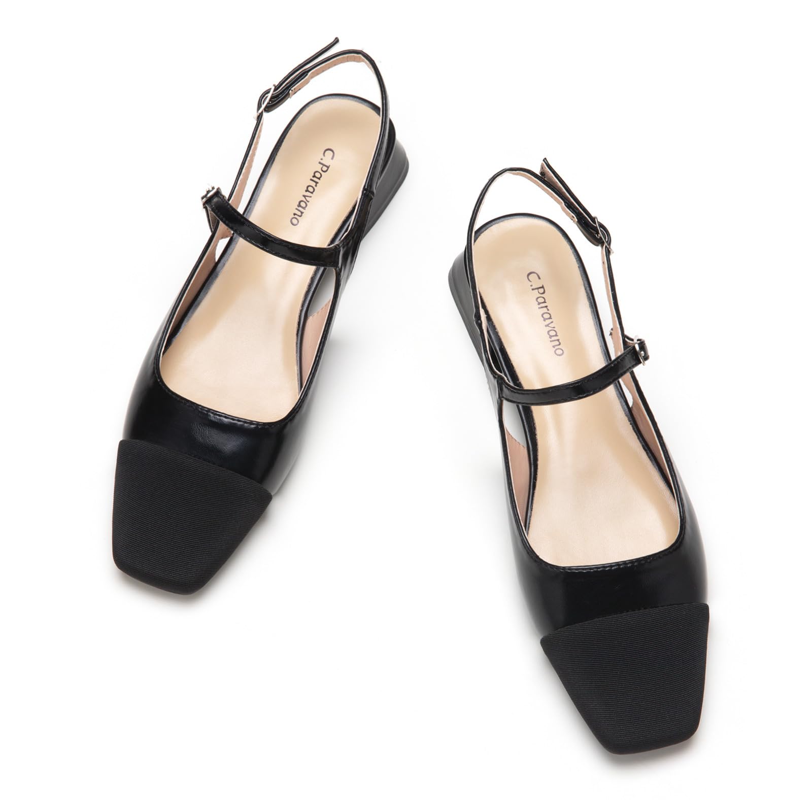 C.Paravano Women's Slingback Flats | Square Toe Slingback Flats for ...