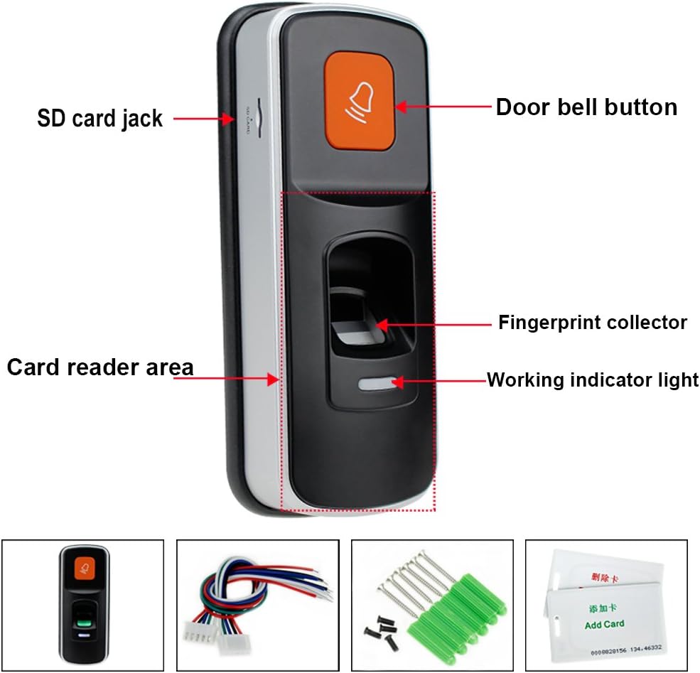 HFeng 125KHz RFID Fingerprint Lock Door Access Control System Kit Biometric Access Controller ...