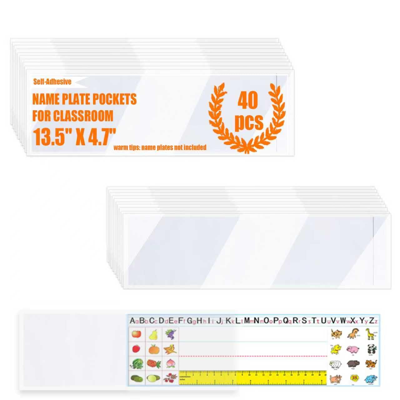 40 PCS Nameplate Pocket Adhesive Desk Nameplates Name Tag Pocket Clear ...
