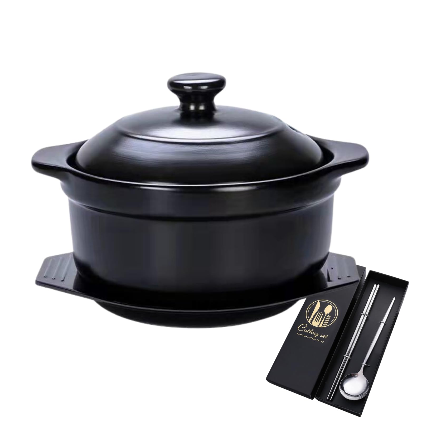 GOVNPJ Korean Stone Pot, Ceramic Sizzling Hot Pot for Bibimbap Korean ...