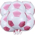 Amazon.com: 6 Pack 22 Inch Pink Soccer Balloons Giant 4D Mylar Football ...