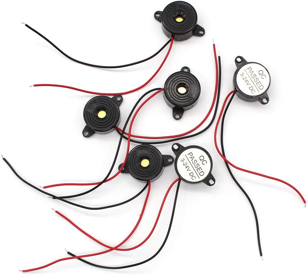 YGSAT 6Pcs DC3-24V Piezo Electronic Buzzer Tone Alarm Active Electronic ...