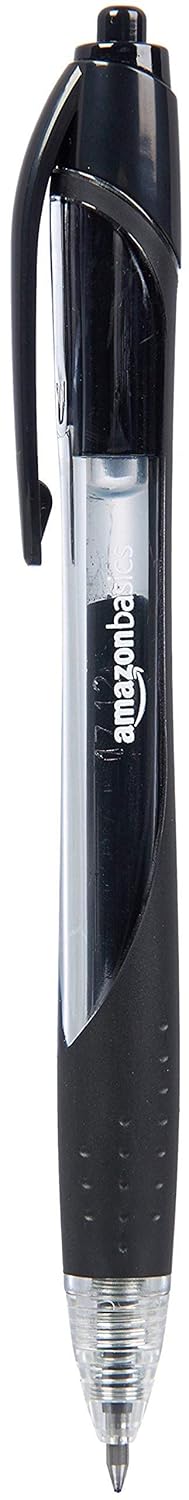 AmazonBasics Retractable Gel Ink Pens - Fine Point, Black, 12-Pack ...