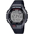 Casio Men's Step Tracker Stainless Steel Quartz Sport Watch with Resin Strap, Black, 23 (Model ...