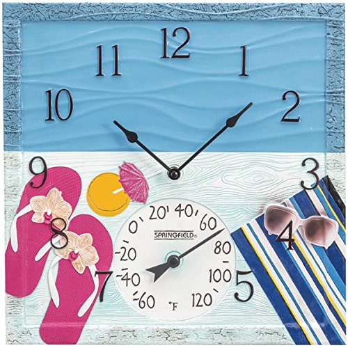 Springfield 92670 at The Pool Outdoor Clock and Thermometer, Polyresin