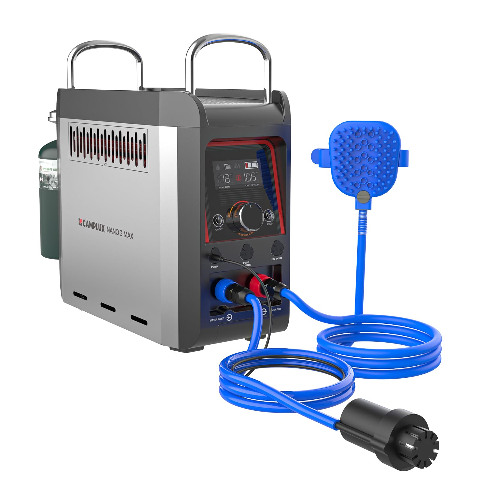 CAMPLUX Nano 3 Max, Portable Propane Water Heater & Shower Pump ...