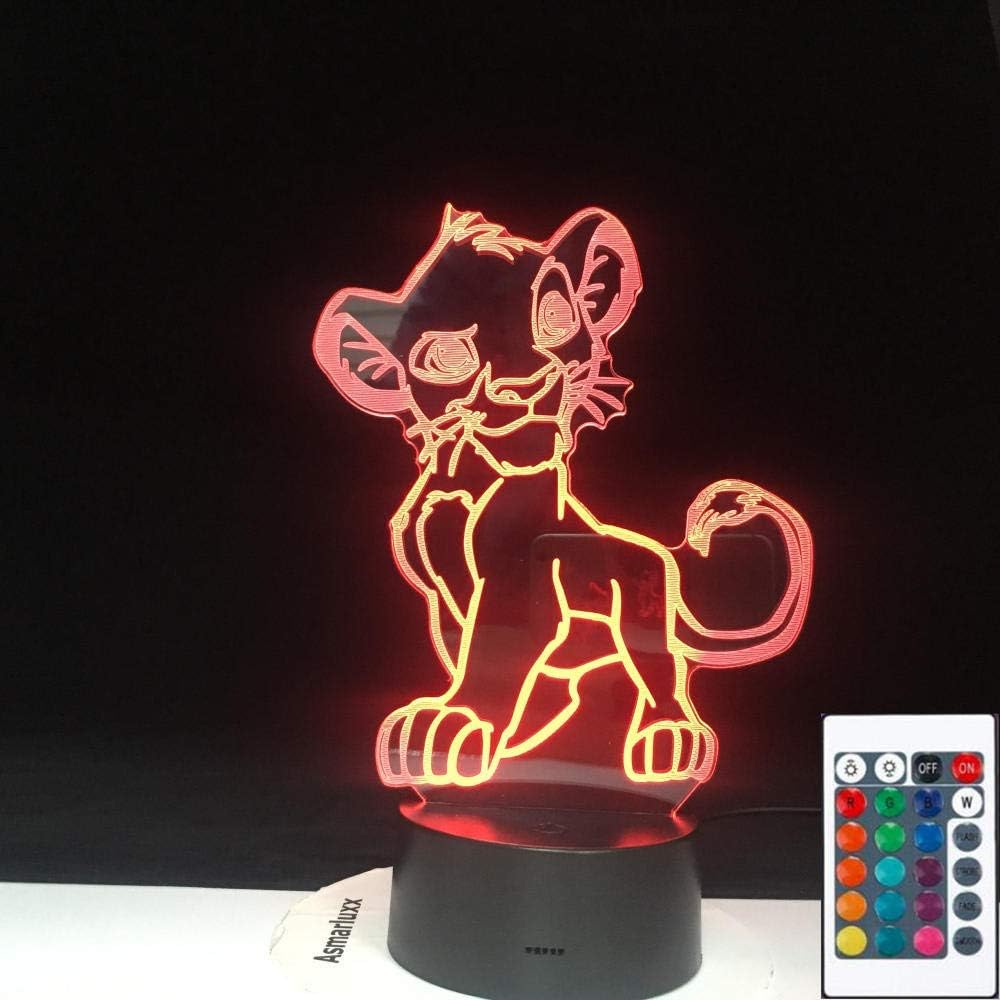 3D Illusion Lamp Led Night Light The Lion King Simba Color Changing ...