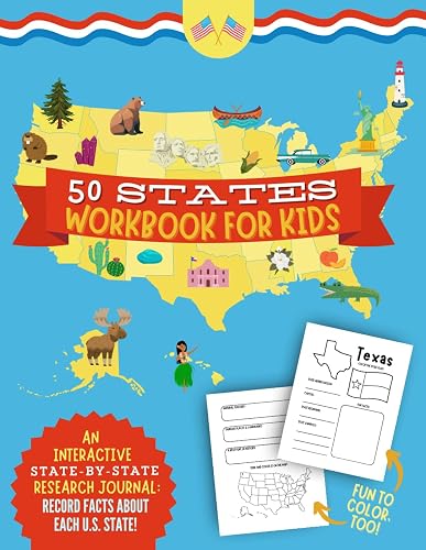 50 States Workbook for Kids: Fun US State Research Workbook to Learn ...