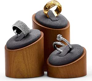 Amazon.com: Oirlv Solid Wood 3 Pcs Ring Display Stand Showcase Jewelry ...