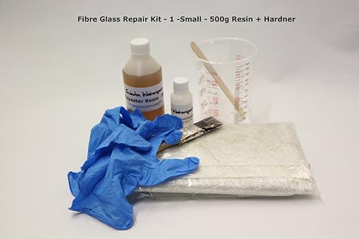 Fibreglass Repair Kit - Polyester Resin 0.5kg -Supplied with Hardner ...