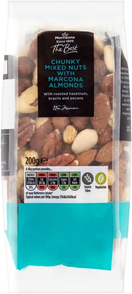 Morrisons The Best Chunky Mixed Nuts with Marcona Almonds, 200g: Amazon ...