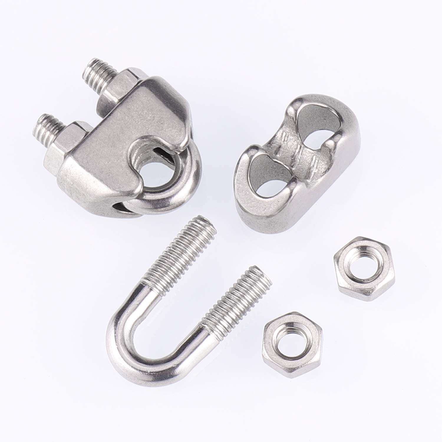 JIZZU 12 Pcs M3 Cable Clamps Heavy Duty, 304 Stainless Steel U Bolts ...
