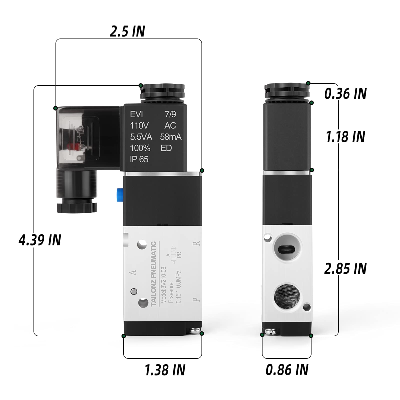 Mua TAILONZ PNEUMATIC 1/4"NPT Solenoid Valve 3V210-08 AC110V Single Coil Pilot-Operated Electric ...