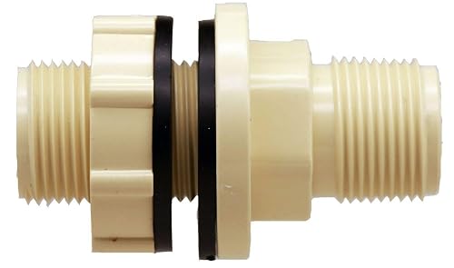 RAINPAL PBF075D CPVC Double Male 3/4" Pipe Threaded Bulkhead Fitting (1 ...