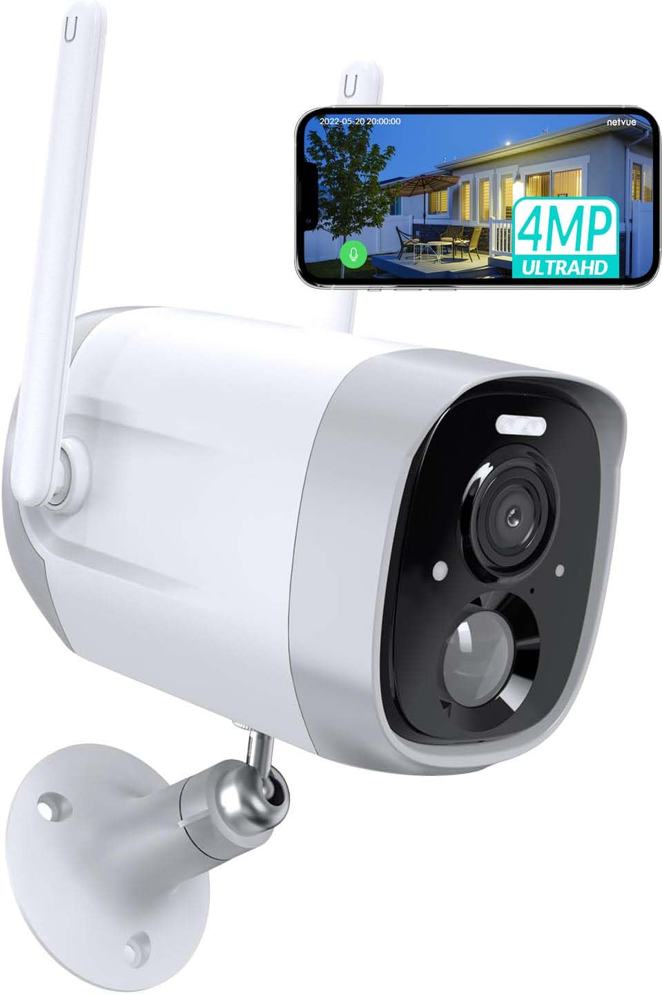 NETVUE Security Cameras Wireless Outdoor, 2.5K 4MP 2.4G WiFi Strobe ...