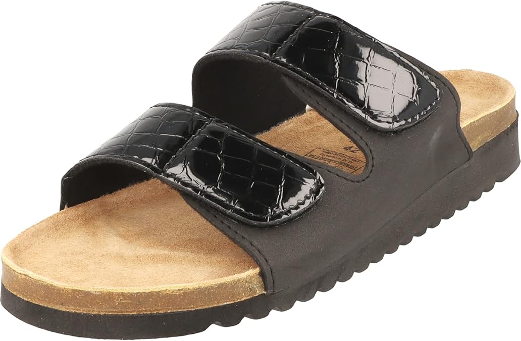 Supersoft Pantoletten Damen Schuhe 275-106 Schwarz Lack Lederfußbett ...