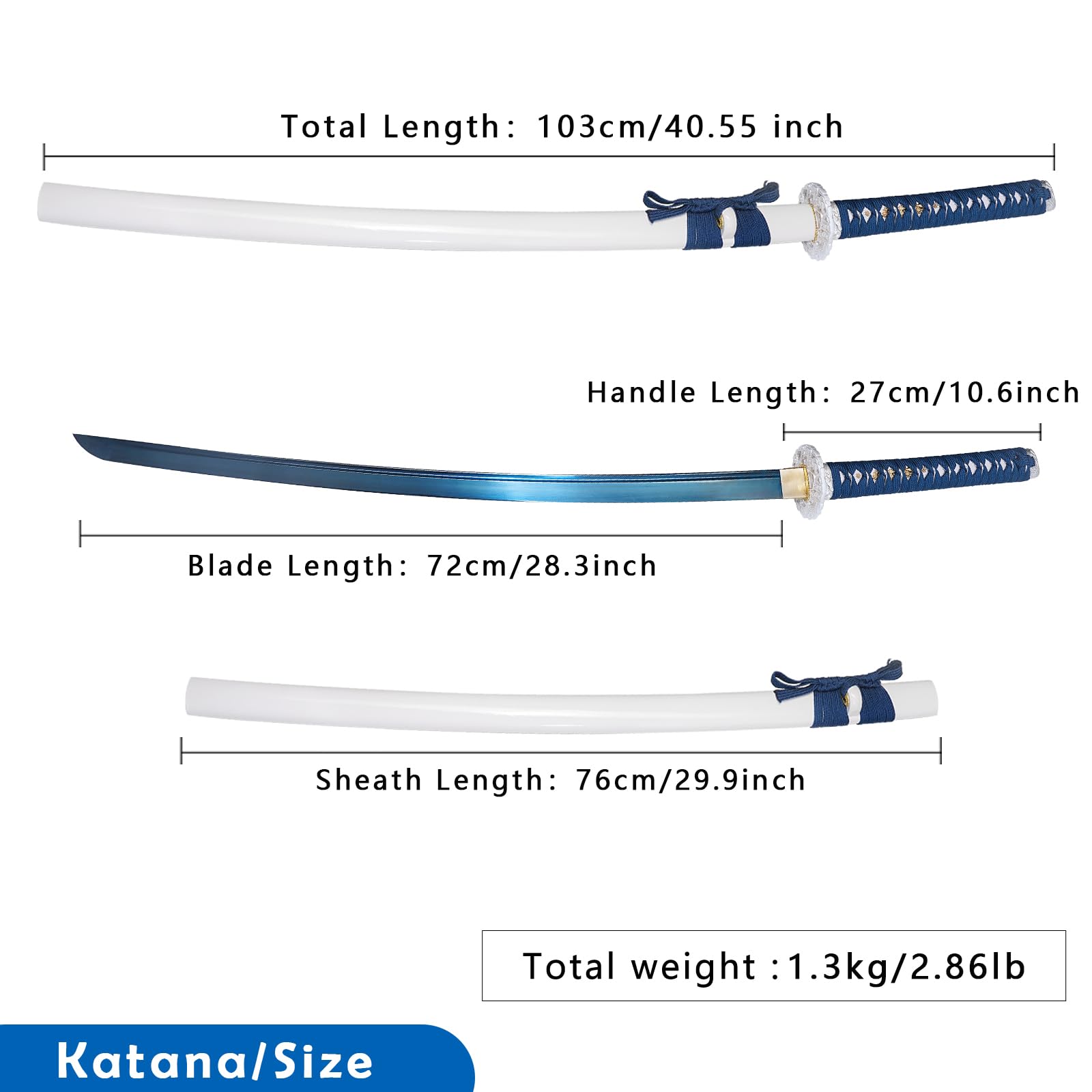 Wuton Katana Sword Real Razor Sharp Full Tang Real Samurai Sword 40 ...
