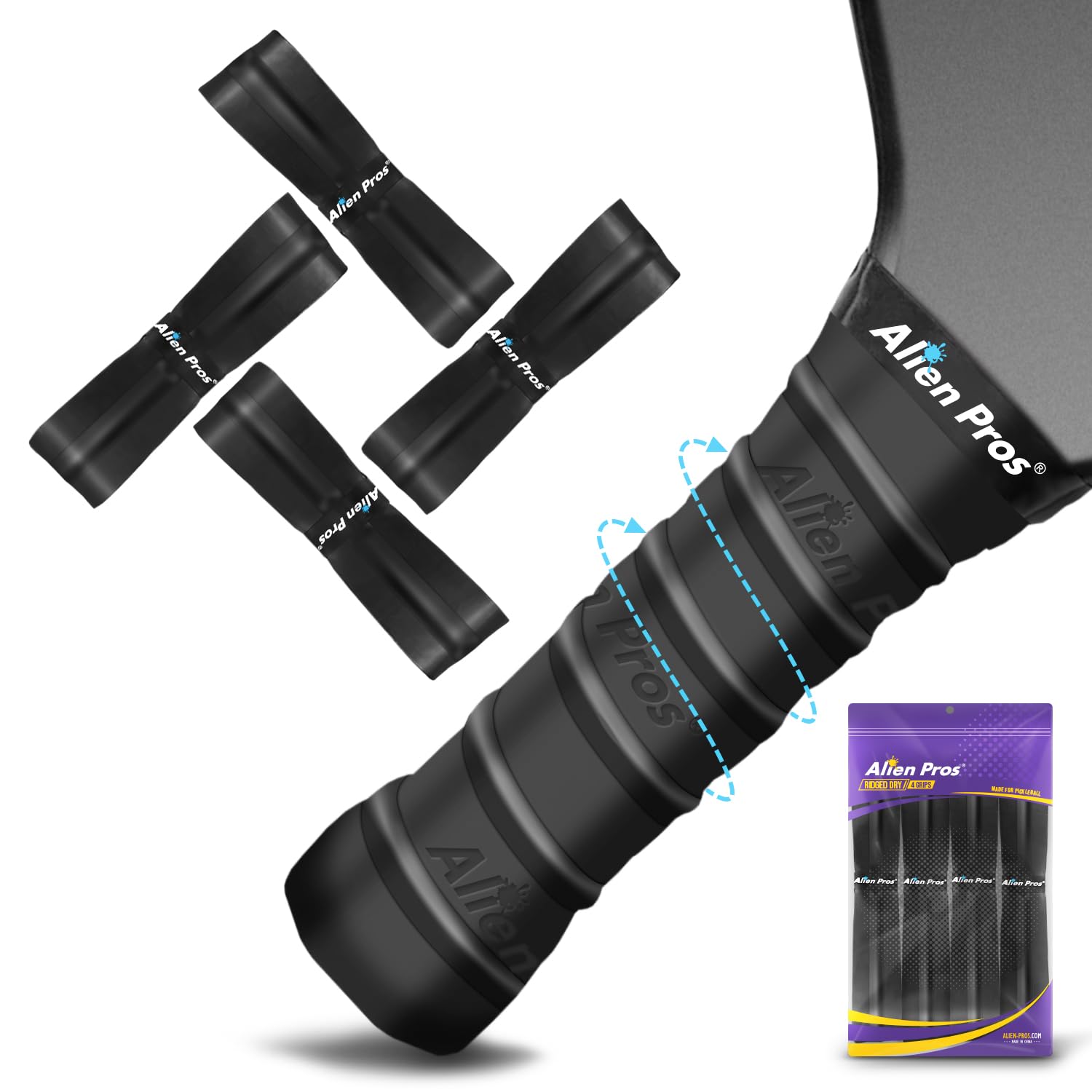 ALIEN PROS Pickleball Overgrip (4-Pack) with Ridges for Better Grip ...