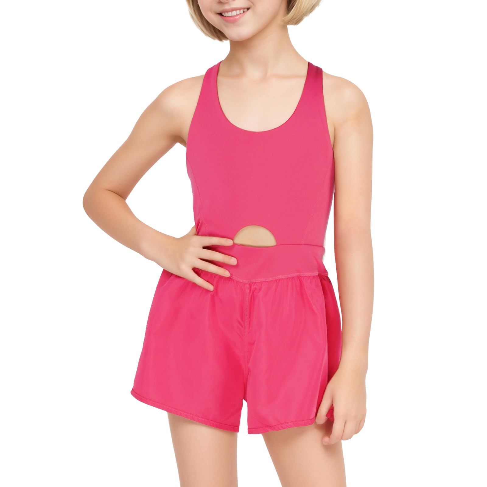Rilcn Girls Workout Romper Onesie Sleeveless One Piece Outfits Shorts ...