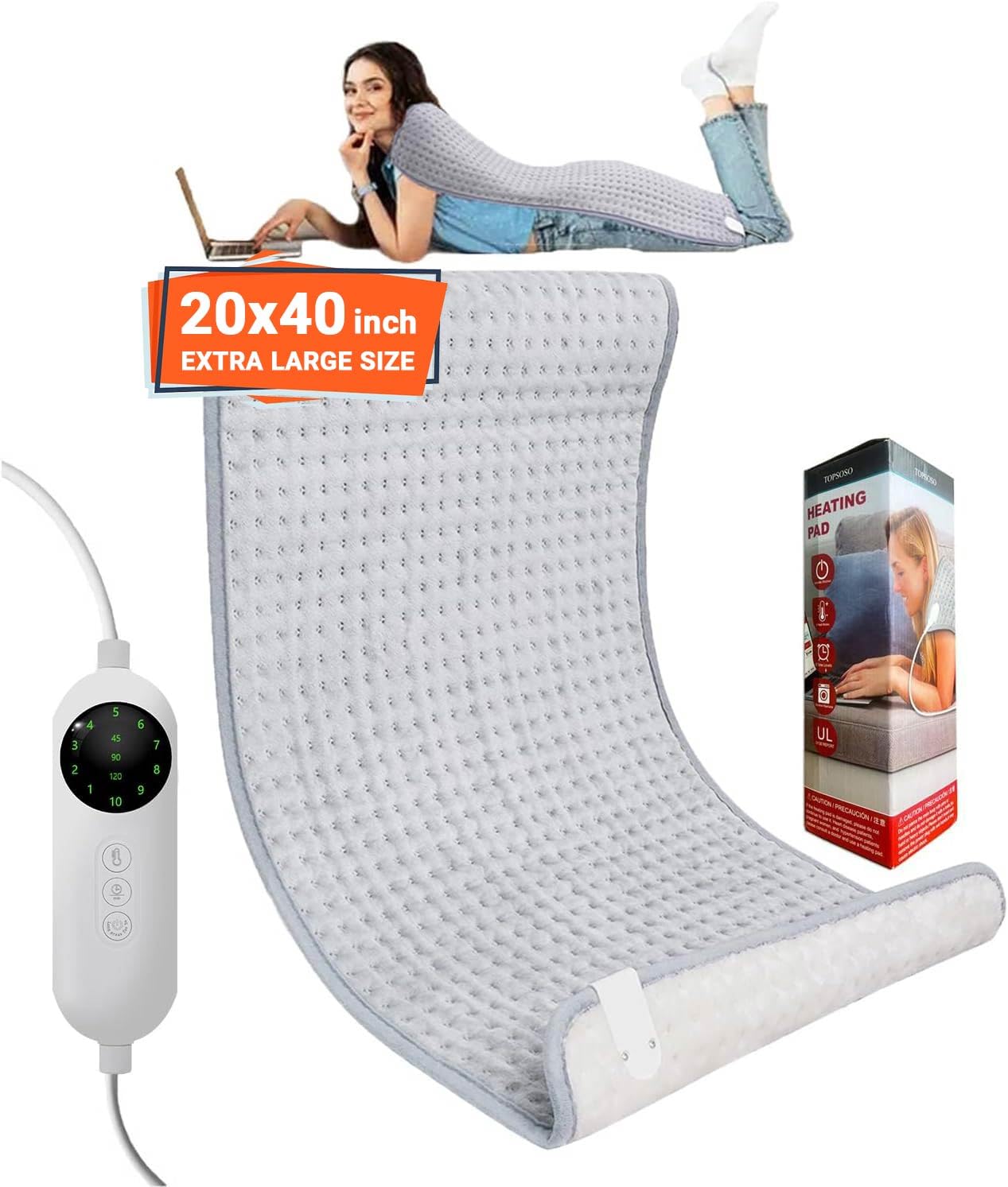 TOPSOSO Extra Large Heating Pad - 20"x 40" Electric Heating Pad for ...