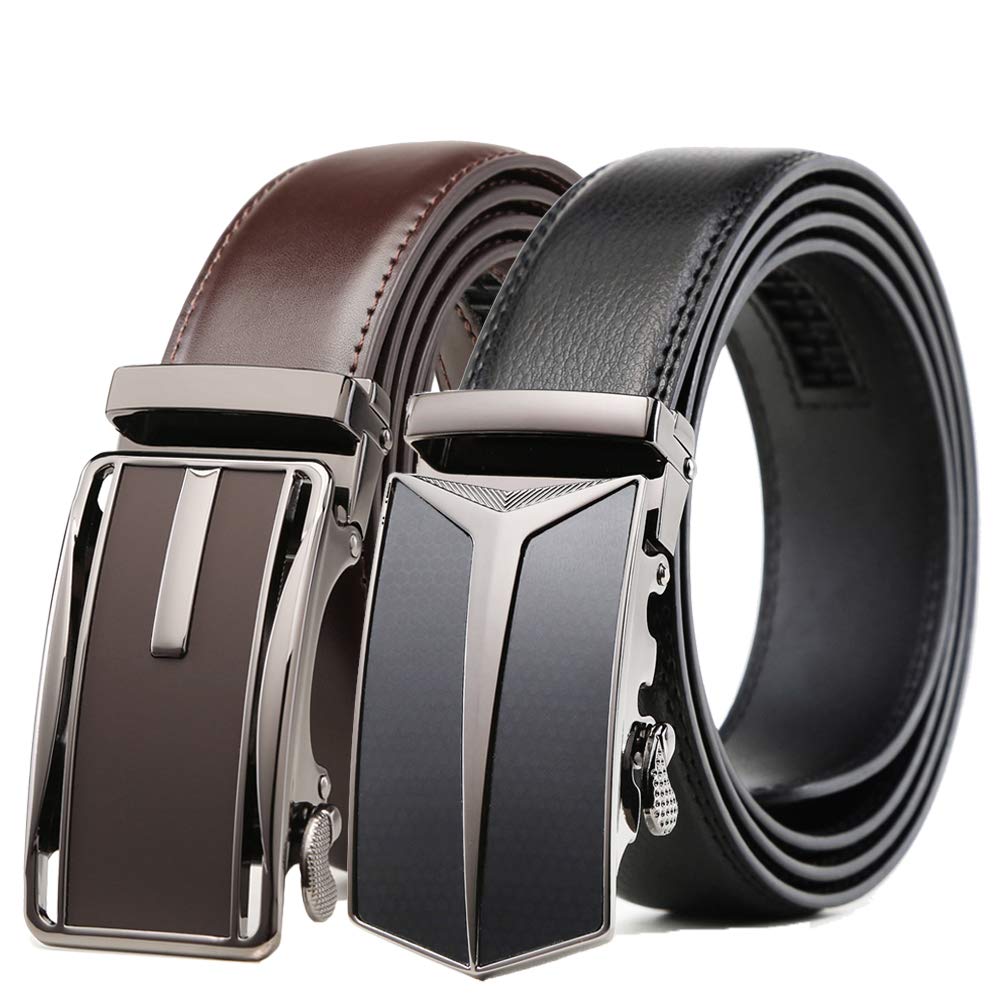 Founders & C Mens Belt 2 Pack,Leather Ratchet Click Belt Dress with ...