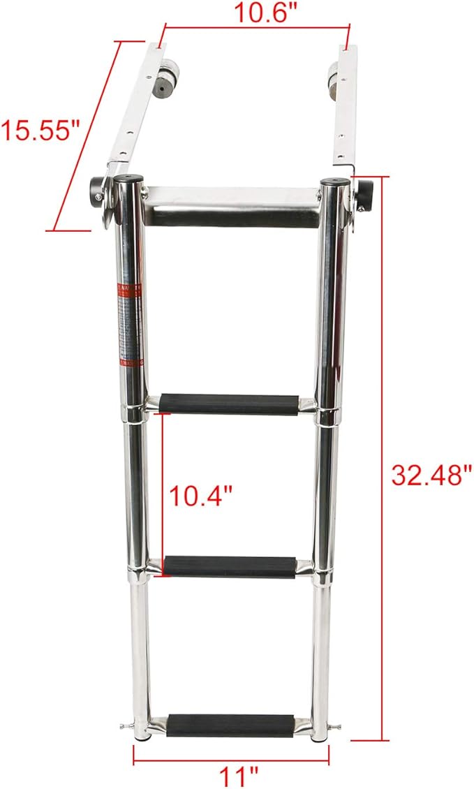 Amazon.com: NovelBee 3 Step Undermount Sliding Boat Ladder Stainless ...