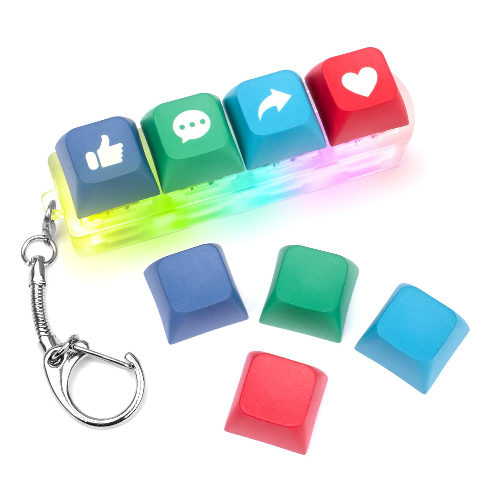 Keyboard Fidget Toys Adult Finger Fidget Clicker Keychain with LED ...