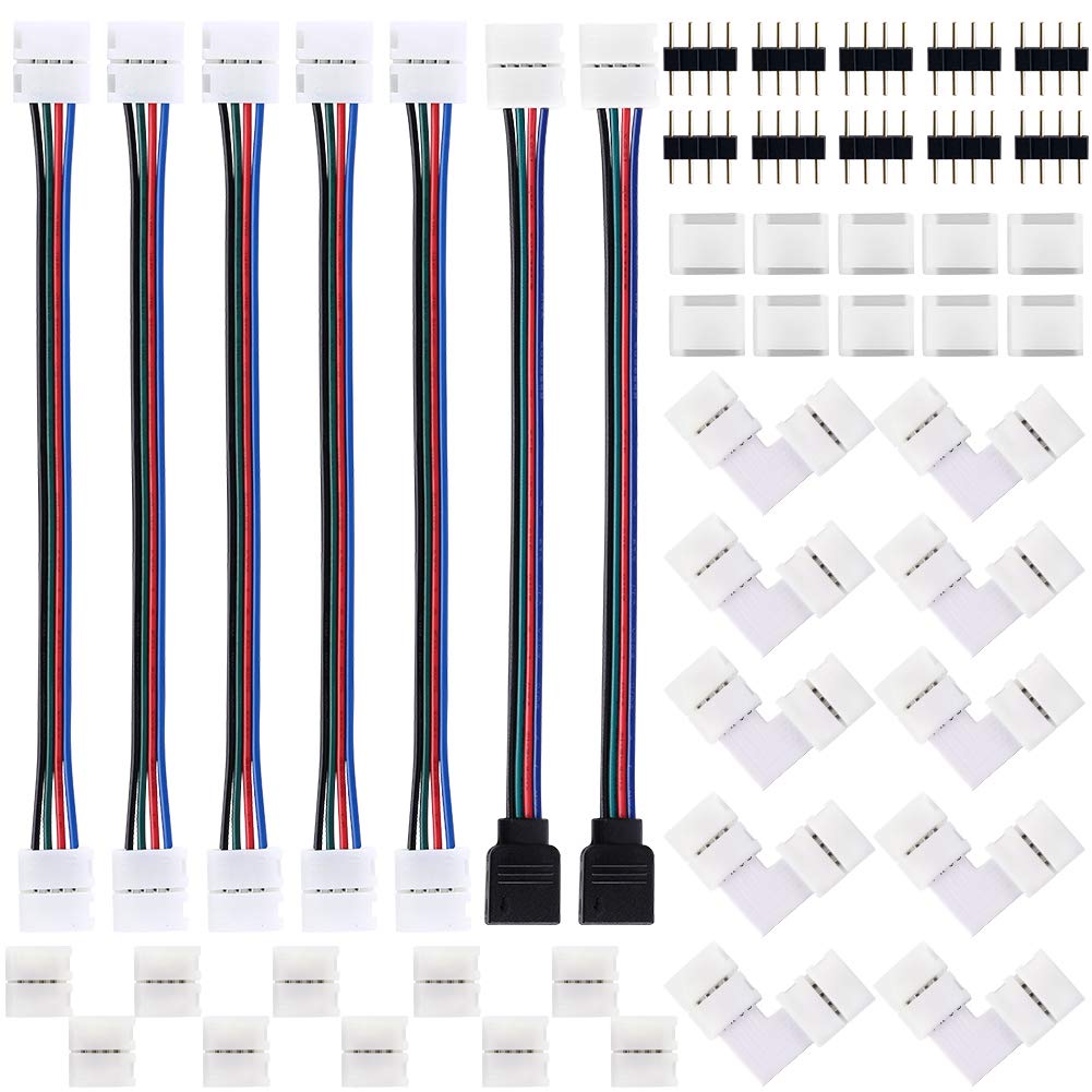 Buy Litake 4Pin LED Strip Connector Kit 10mm RGB LED Strip Light ...