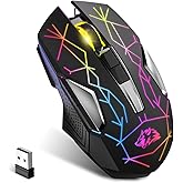 Rii Wireless Mouse RM200, RGB Rechargeable Mouse,Computer Mouse with 3 ...